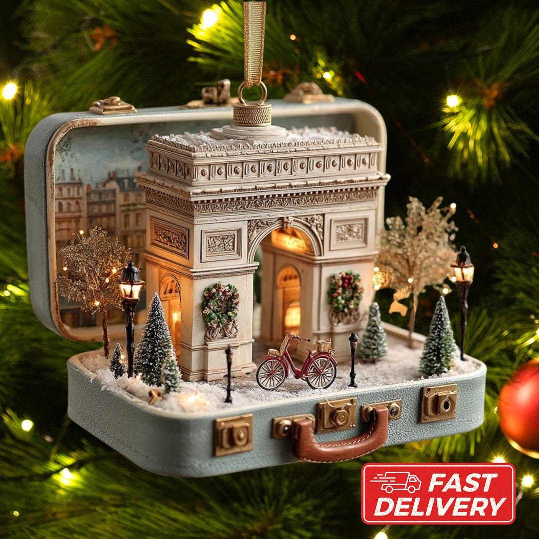 Parisian Arc De Triomphe Christmas Ornament Vintage Suitcase Diorama ...