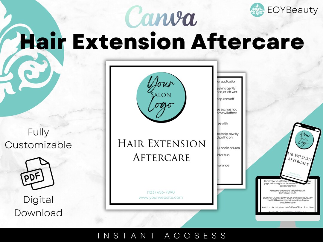 Hair Extension Aftercare, Canva Hair Extension Aftercare, Salon Home ...