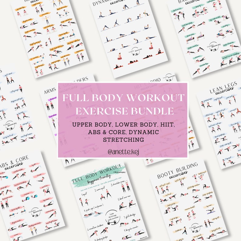 Full Body Workout Exercise Bundle: Illustrated Fitness Guide (printable ...