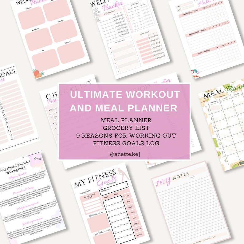 Ultimate Fitness Planner Workbook: Habit & Meal Tracker (PDF) - Etsy