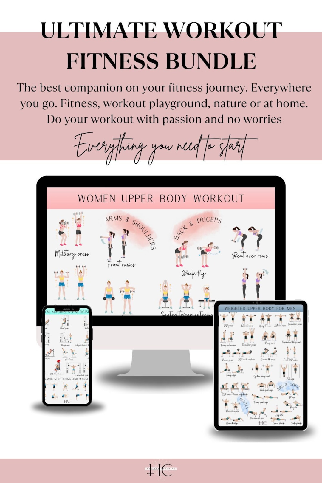 Fitness Guide / Gym / Workout Plan Routine / Printable Workout Exercise ...