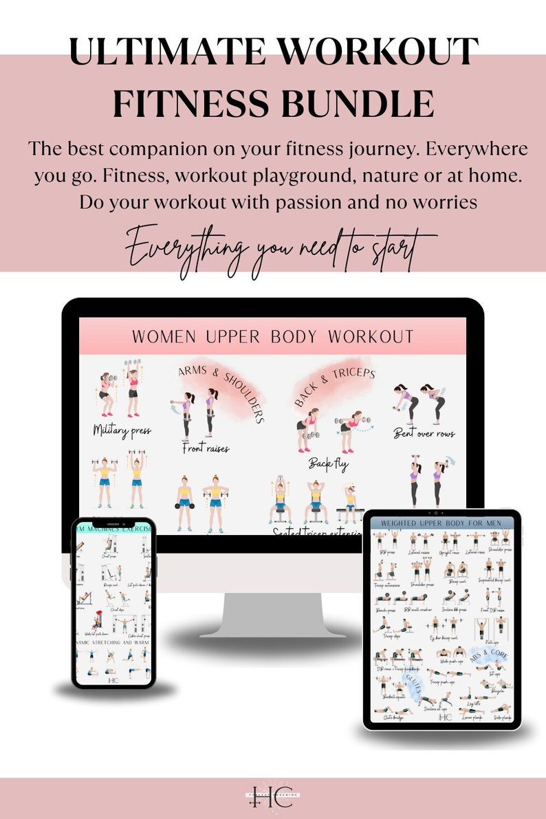 Fitness Guide / Gym / Workout Plan Routine / Printable Workout Exercise ...