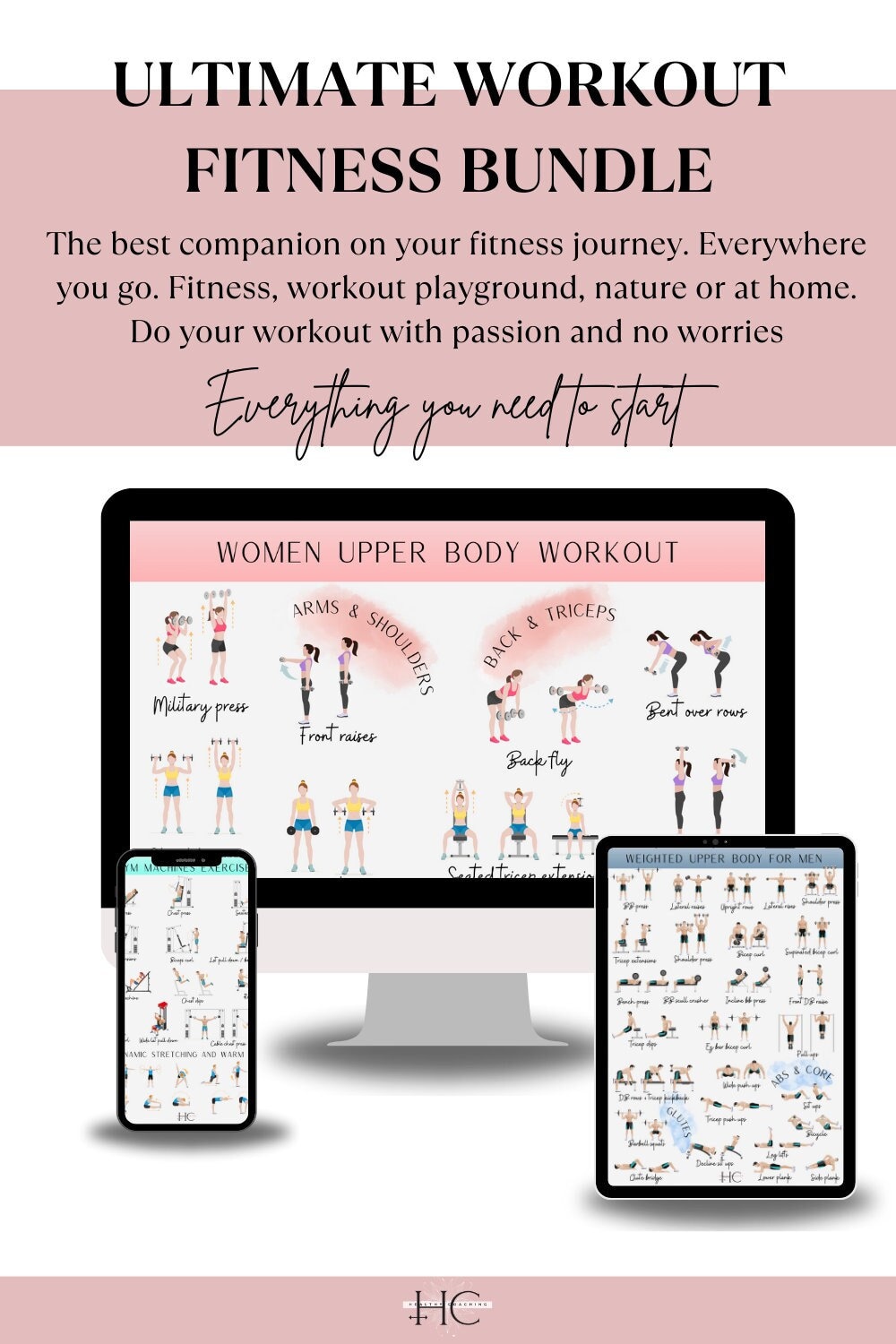 Fitness Guide / Gym / Workout Plan Routine / Printable Workout Exercise ...