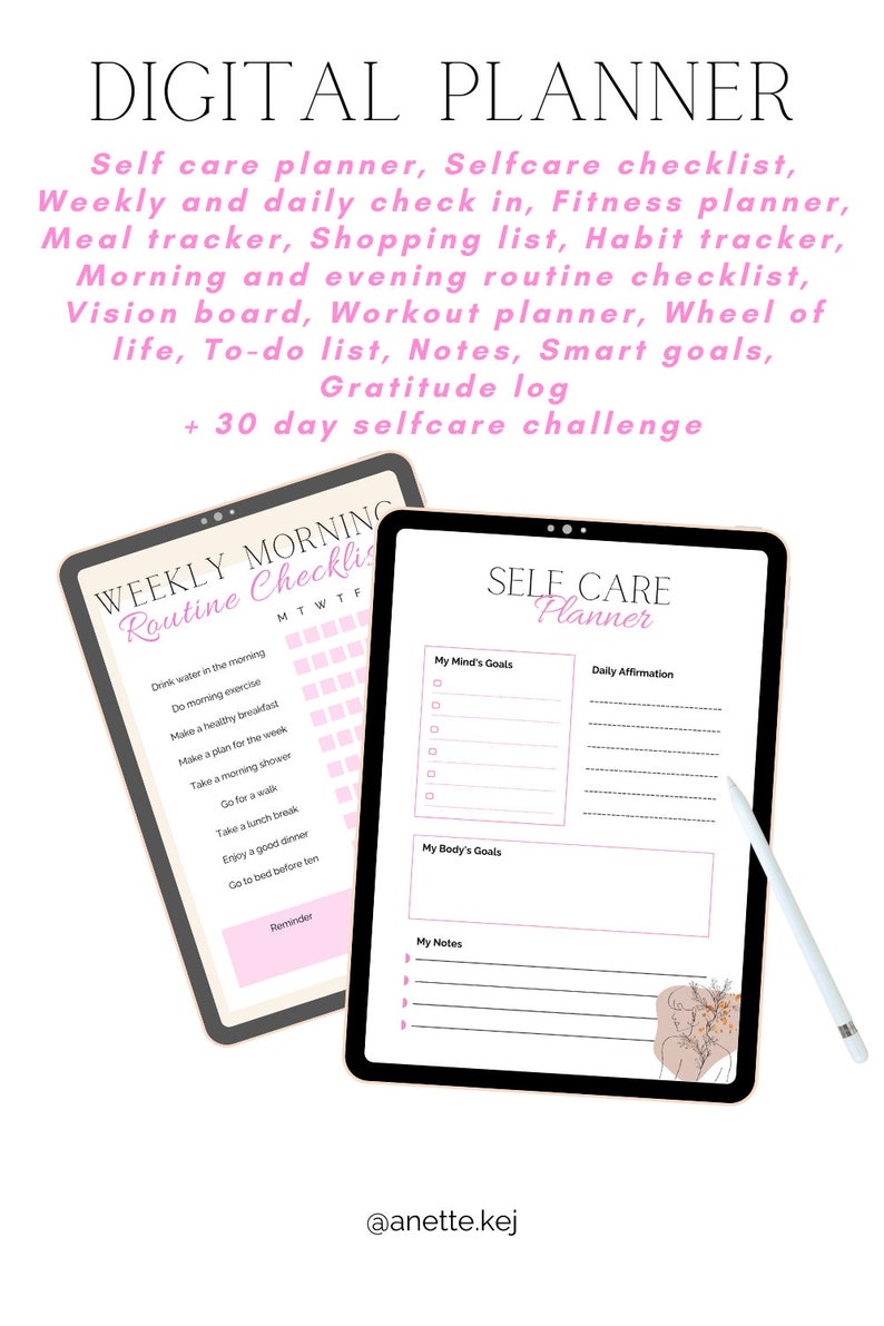 Self Care Planner: Daily Routine, Fitness, Wellness Tracker (PDF) - Etsy