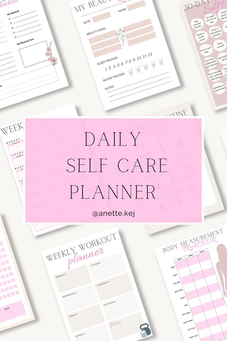 Self Care Planner: Daily Routine, Fitness, Wellness Tracker (PDF) - Etsy