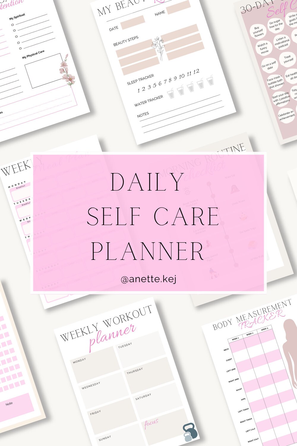 Self Care Planner: Daily Routine, Fitness, Wellness Tracker (PDF) - Etsy
