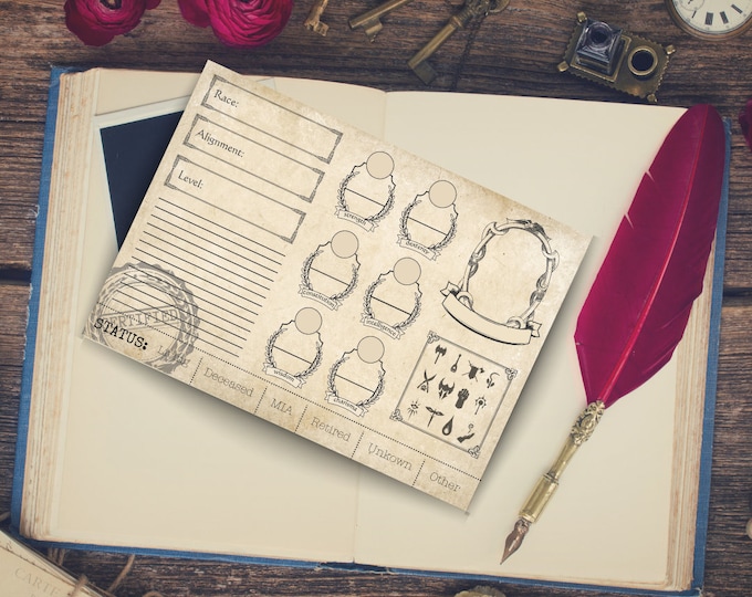 Dnd Character Card Digital Download Character Info Sheet D&D Character ...