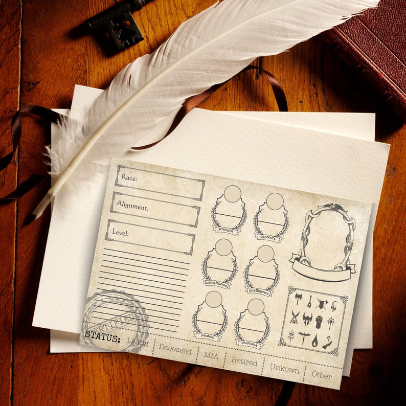 Dnd Character Card | Digital Download Character Info Sheet | D&D ...