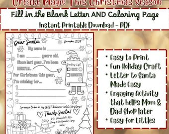 Fillable Letter to Santa - Printable Wish List & Coloring Page ...