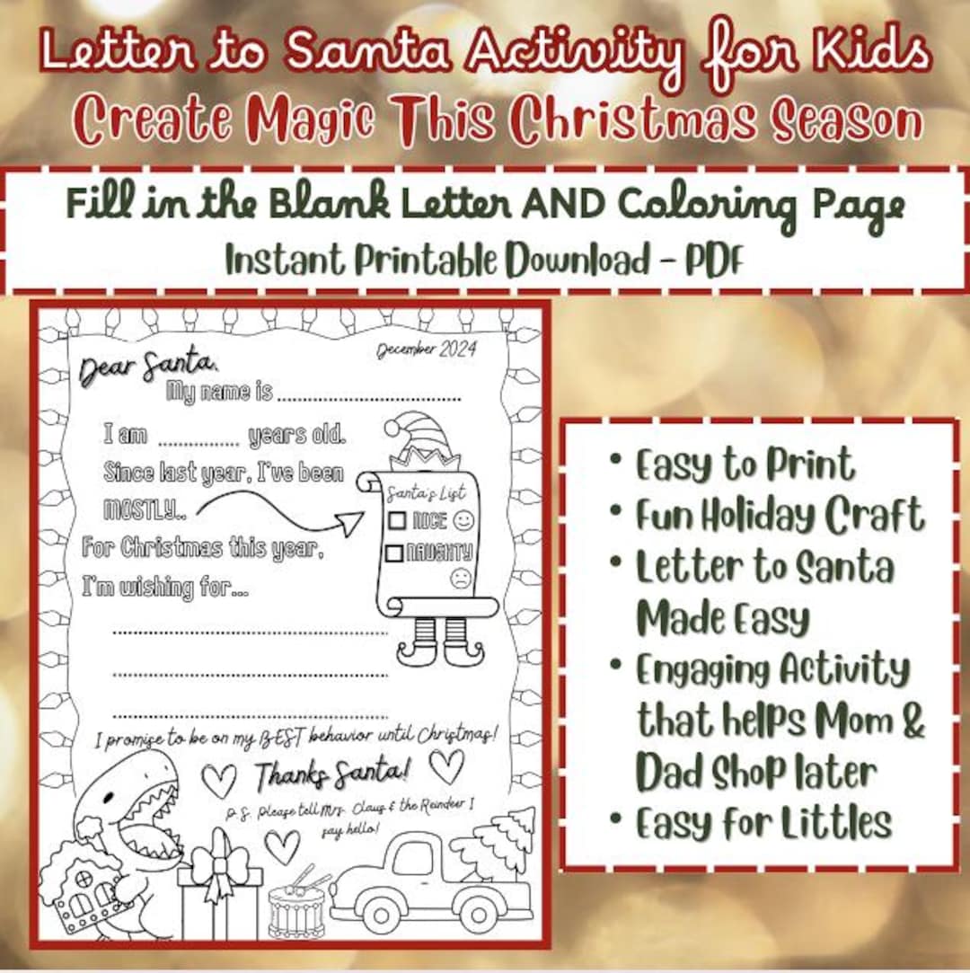 Fillable Letter to Santa - Printable Wish List & Coloring Page ...