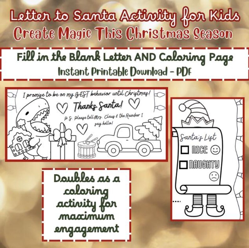 Fillable Letter to Santa - Printable Wish List & Coloring Page ...