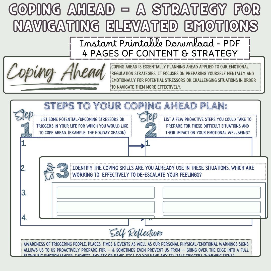 Coping Ahead Worksheet | Coping Skills | Anxiety Relief | Mental Health ...