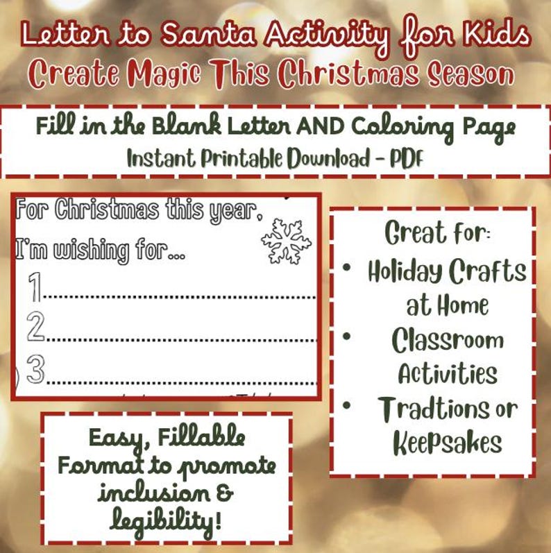 Fillable Letter to Santa - Printable Wish List & Coloring Page ...