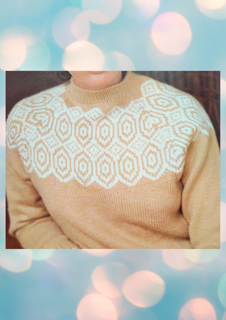 Norwegian Sweater Pattern, English and Swedish / Svenska Two Tone Stocking Stitch Patterned ...