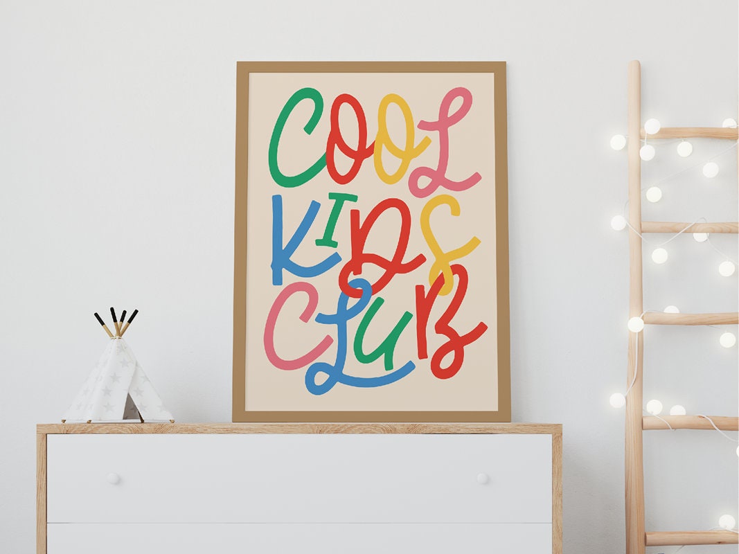 Colourful Kids Room Poster 'cool Kids Club' - Etsy