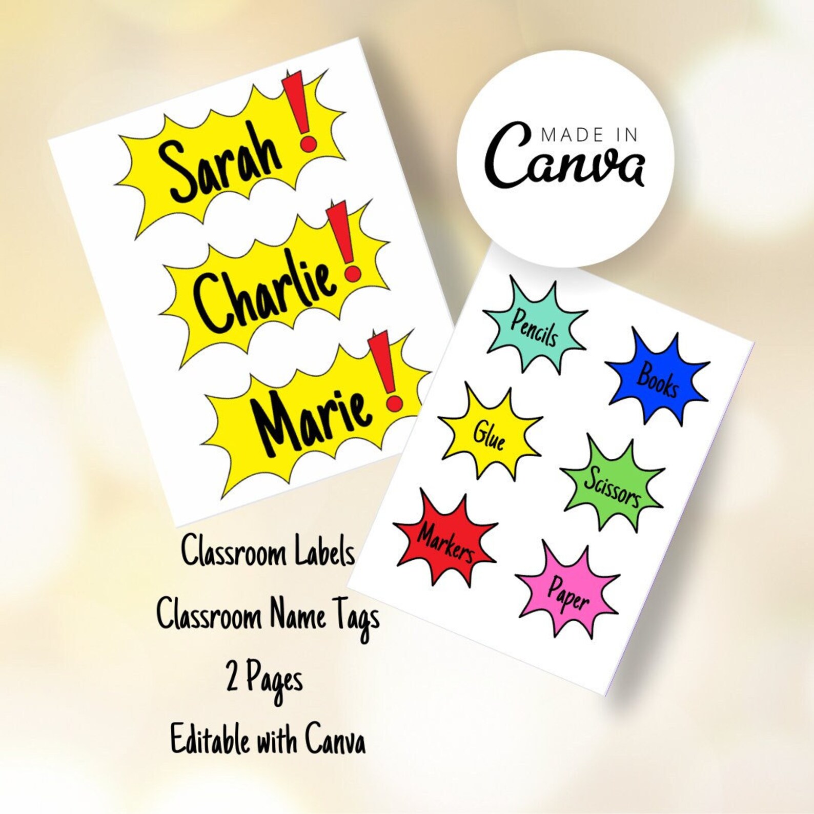 Editable Name Tag| Classroom Name Tag| Classroom Label| Student Name ...