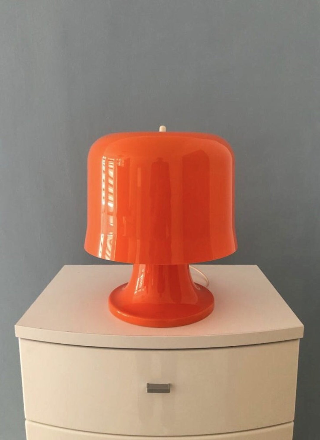 Large Mid-century Space Age Orange Plastic Mushroom Table Lamp/harvey ...
