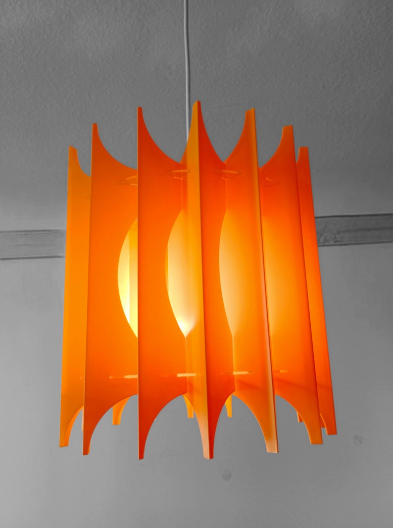 Vintage Orange Plastic Ceiling Lamp/quality System Facet Gunner Jensen ...