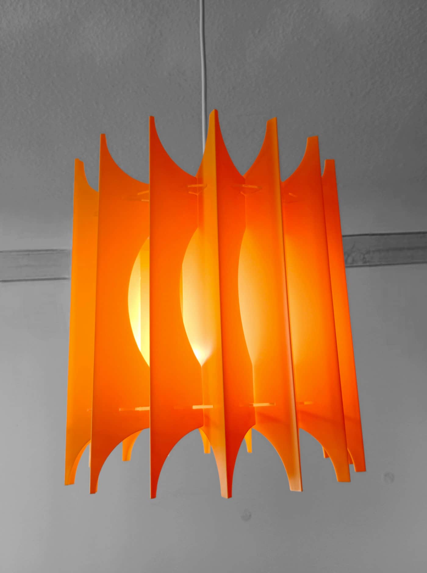 Vintage Orange Plastic Ceiling Lamp/quality System Facet Gunner Jensen ...
