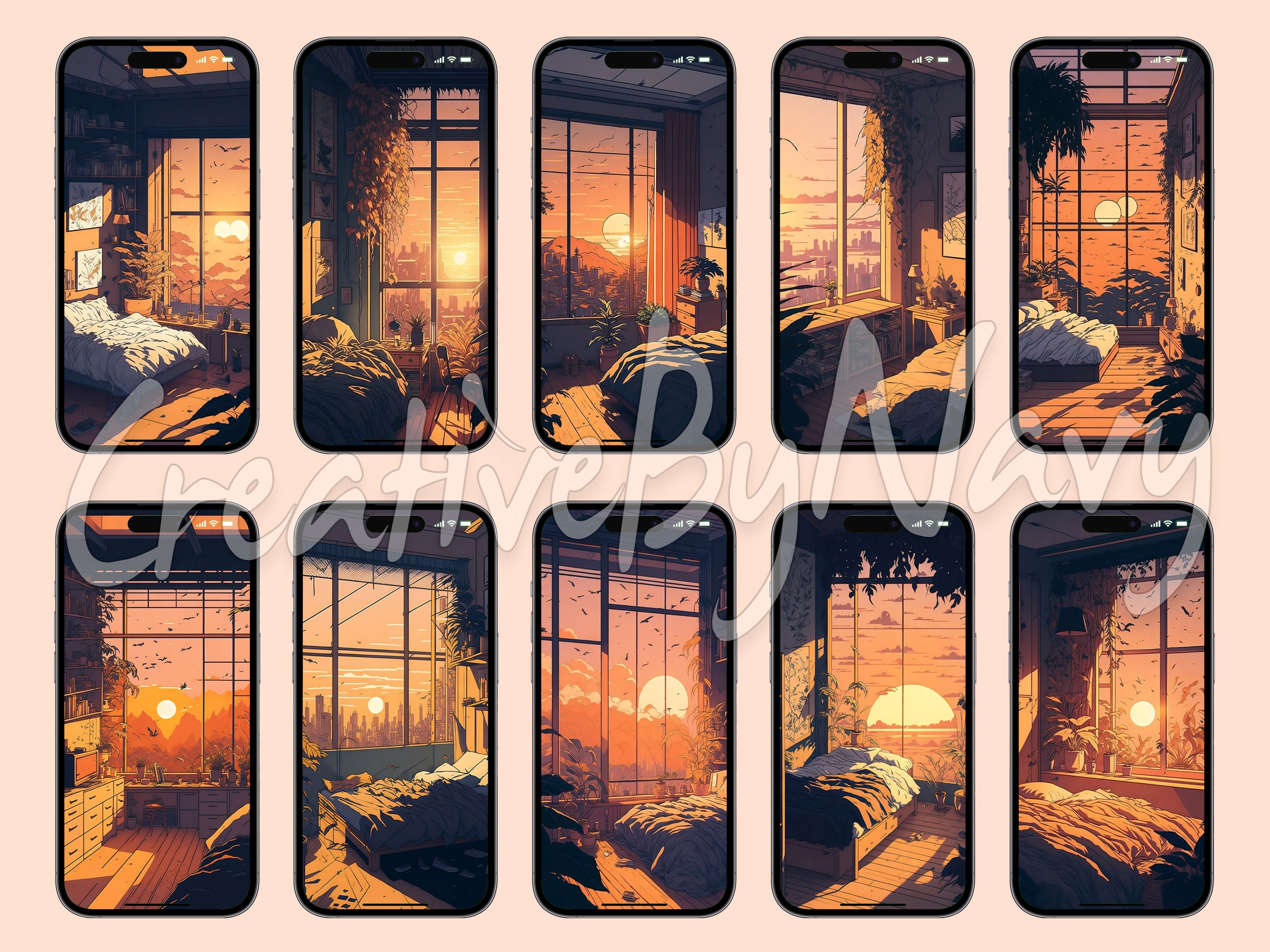 Lo-fi Sunset Bedroom Phone Wallpaper Lo-fi Wallpaper iPhone Wallpaper ...