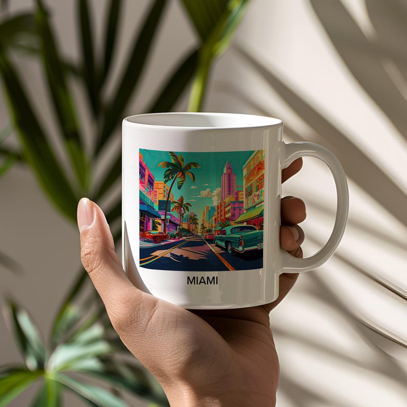 Miami Mug, 11oz Coffee Cup, Florida Souvenir, Housewarming, Dishwasher ...