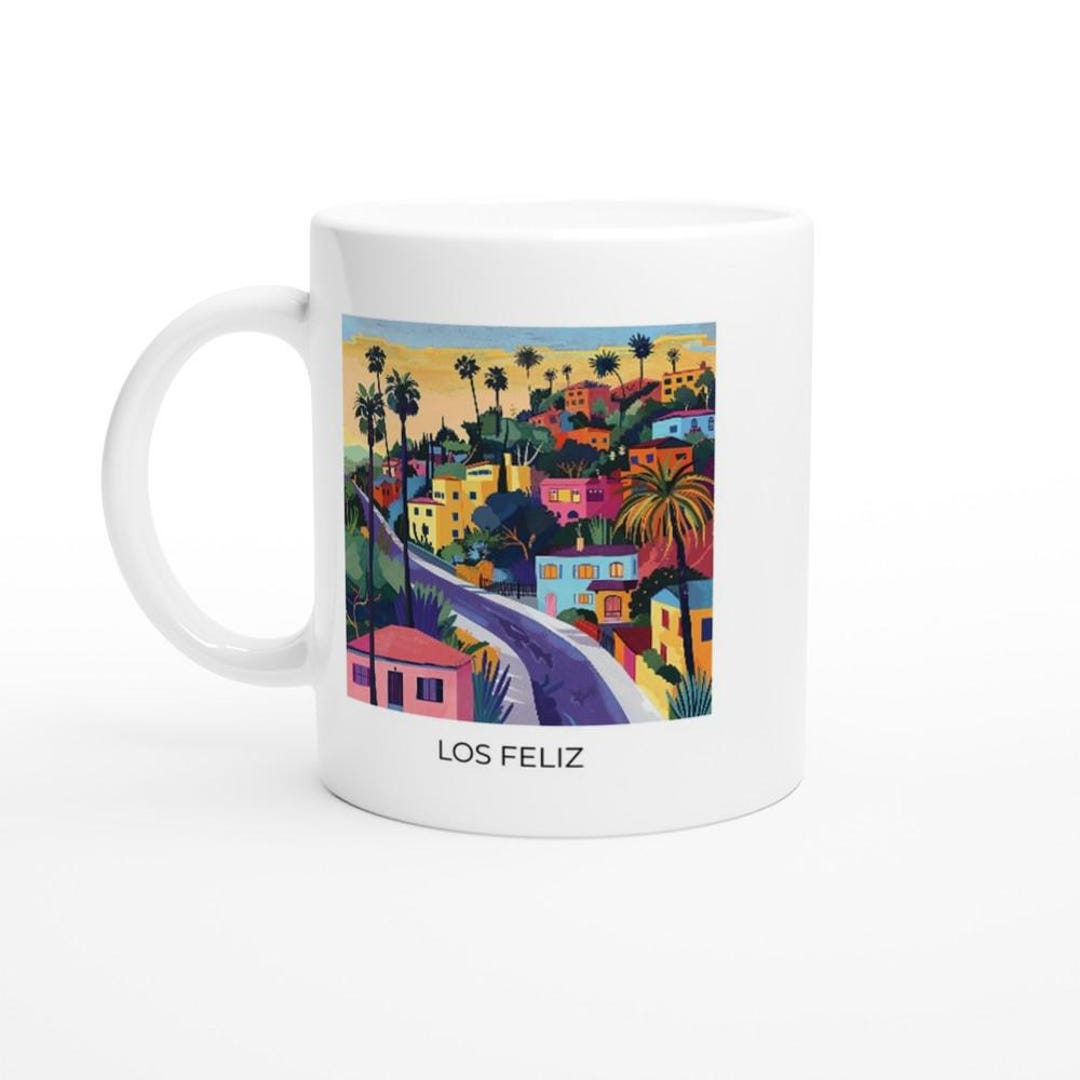 Los Feliz Art Mug, Iconic Los Angeles Neighborhood, 11 Oz Ceramic ...