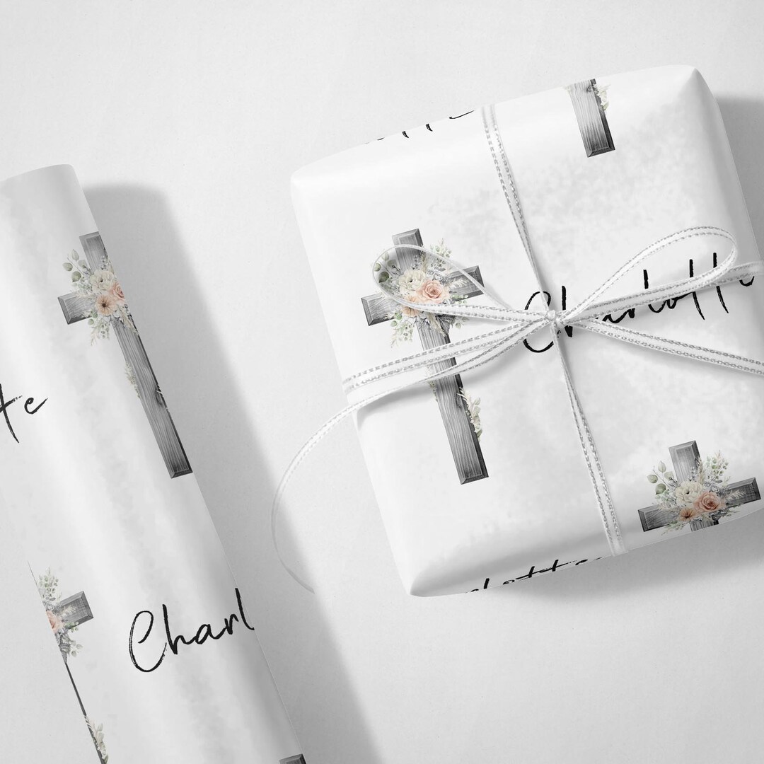 Personalised Christening Baptism Holy Communion Wrapping Paper Gift ...