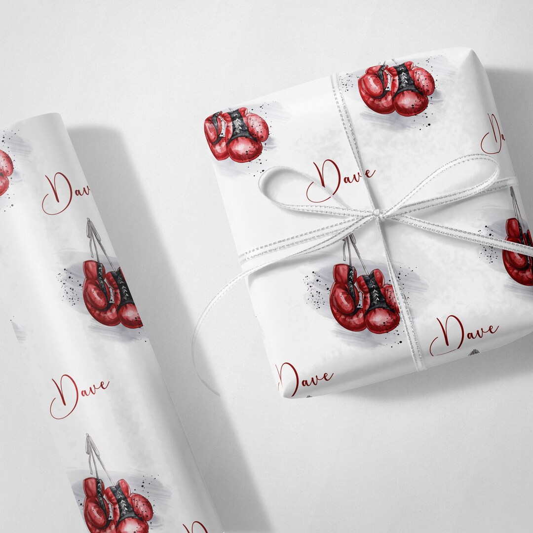 Personalised Red Boxing Gloves Wrapping Paper - Etsy