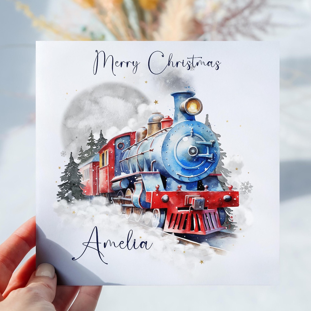 Personalised Christmas Express Train Christmas Card - Etsy