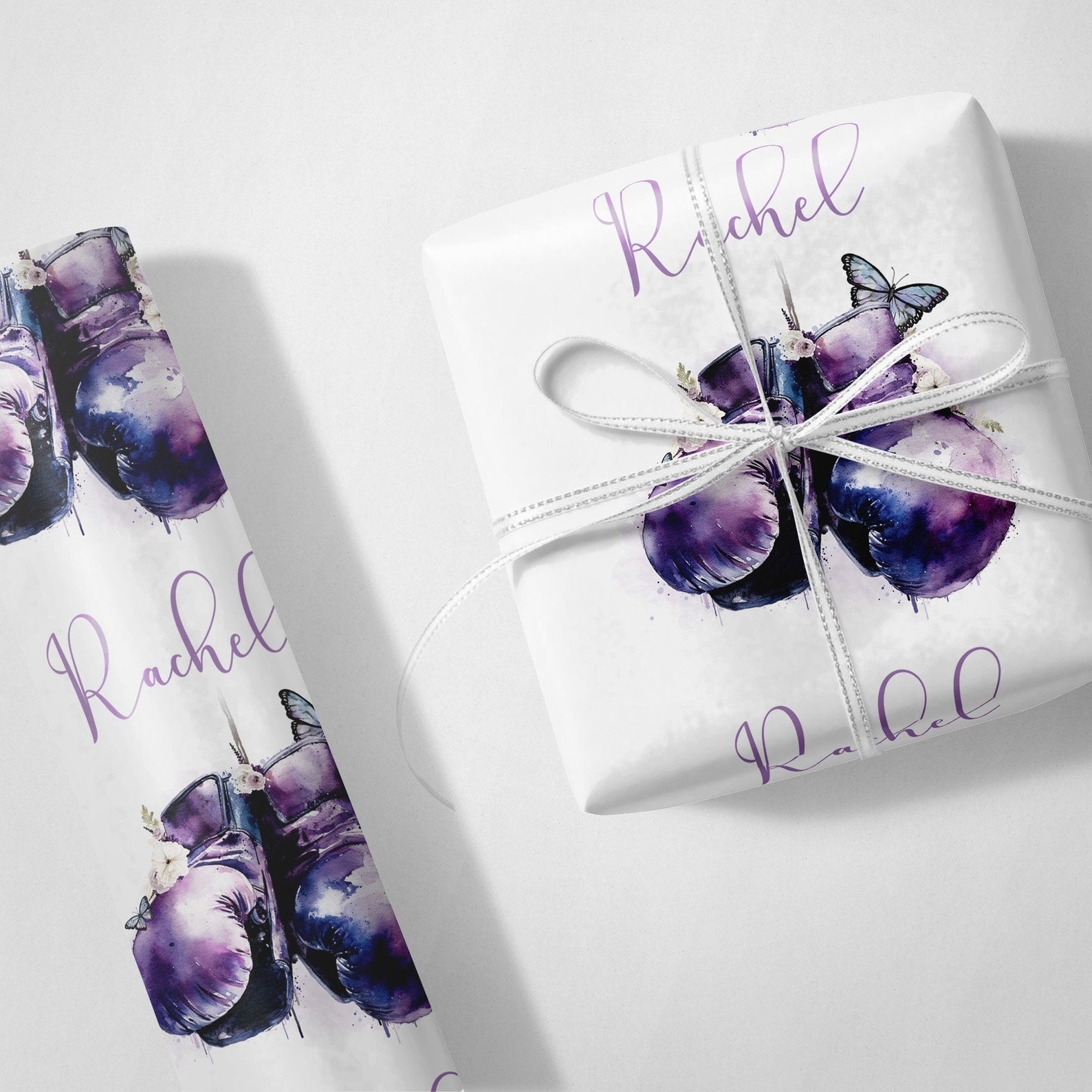 Personalised Purple Boxing Gloves Wrapping Paper - Etsy