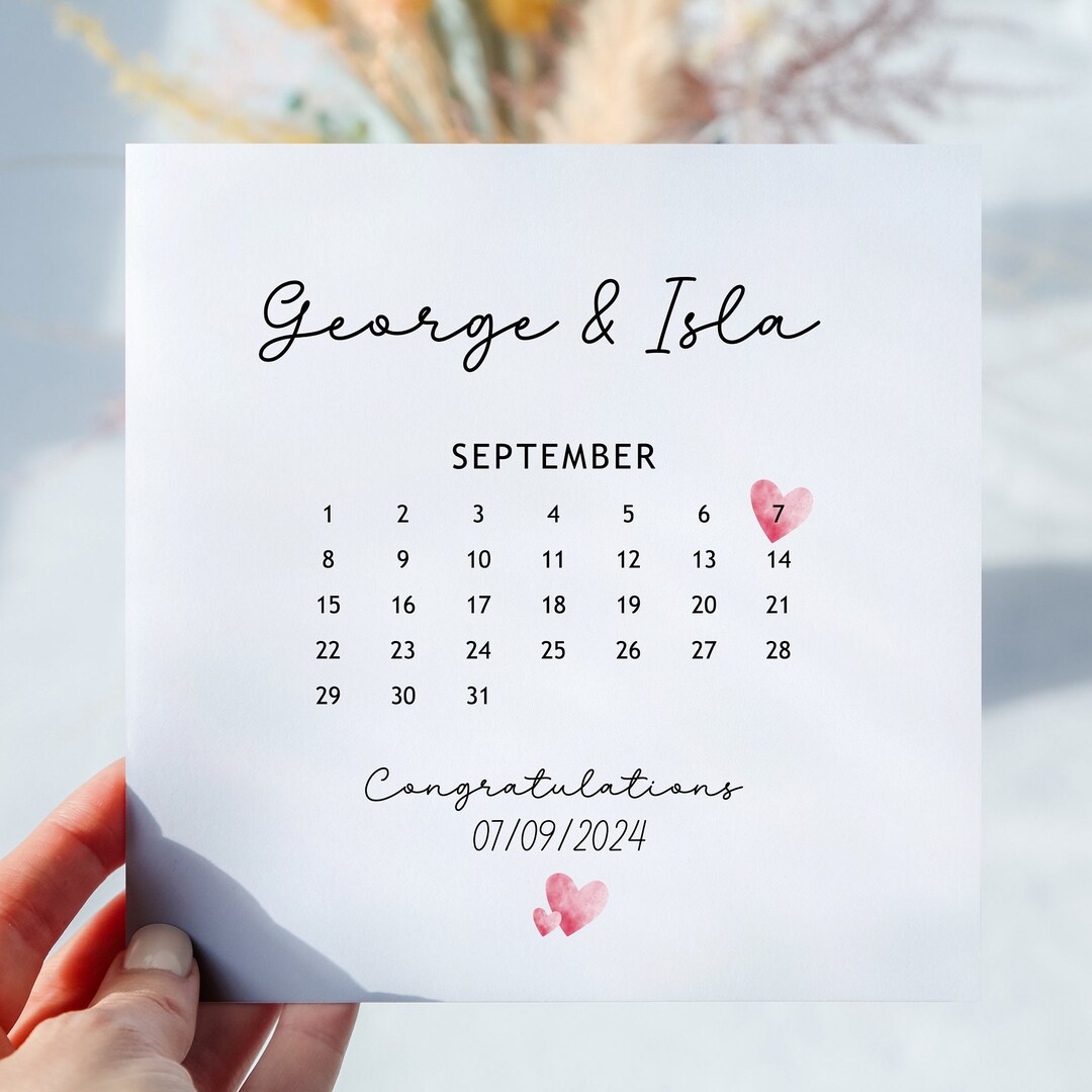 Personalised Congratulations Calendar Wedding Card - Etsy