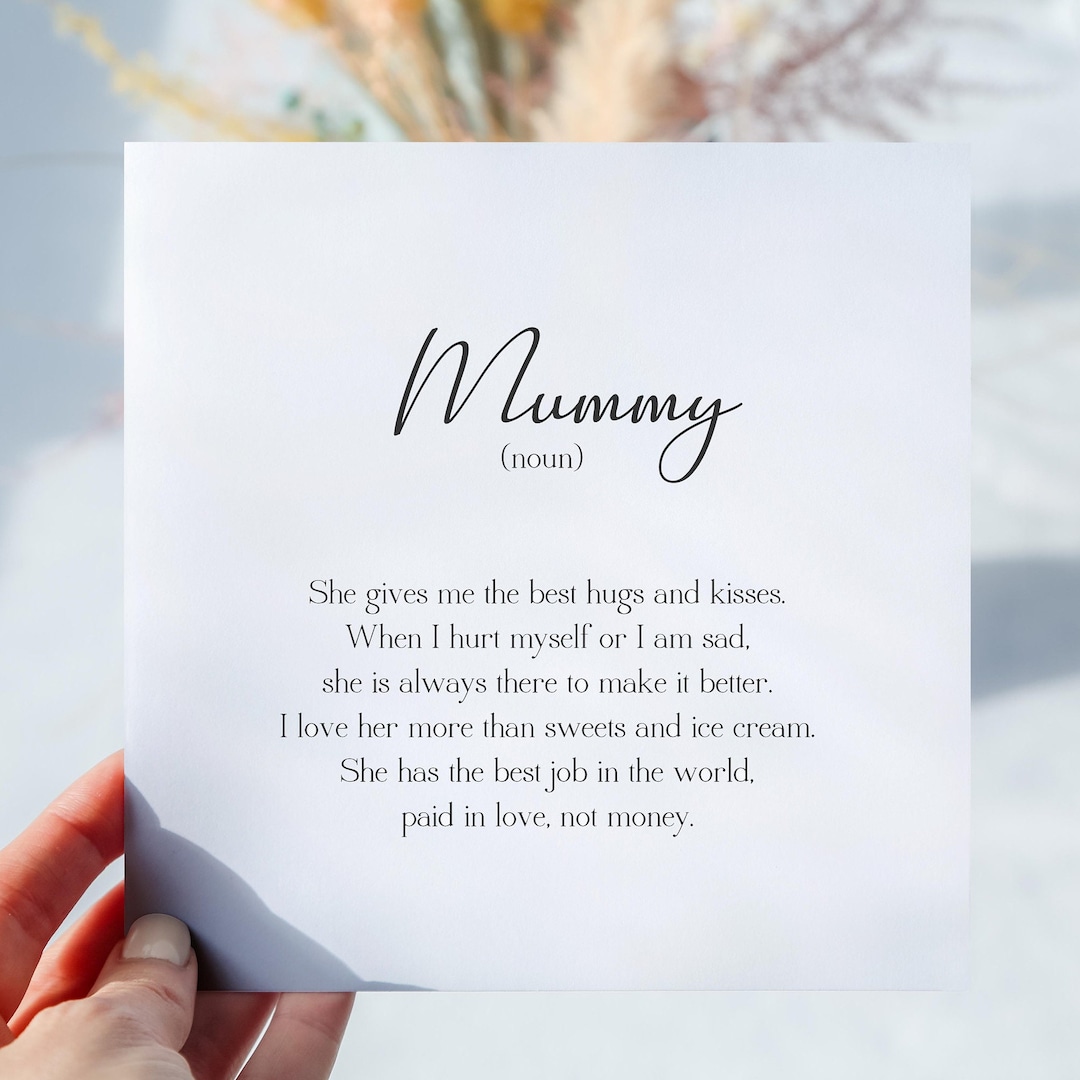 Personalised Mummy Definition Card - Etsy