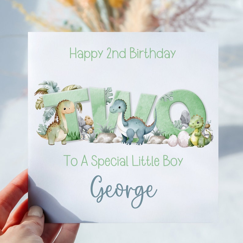 Personalised Green Dinosaur Birthday Card One Two Three - Etsy