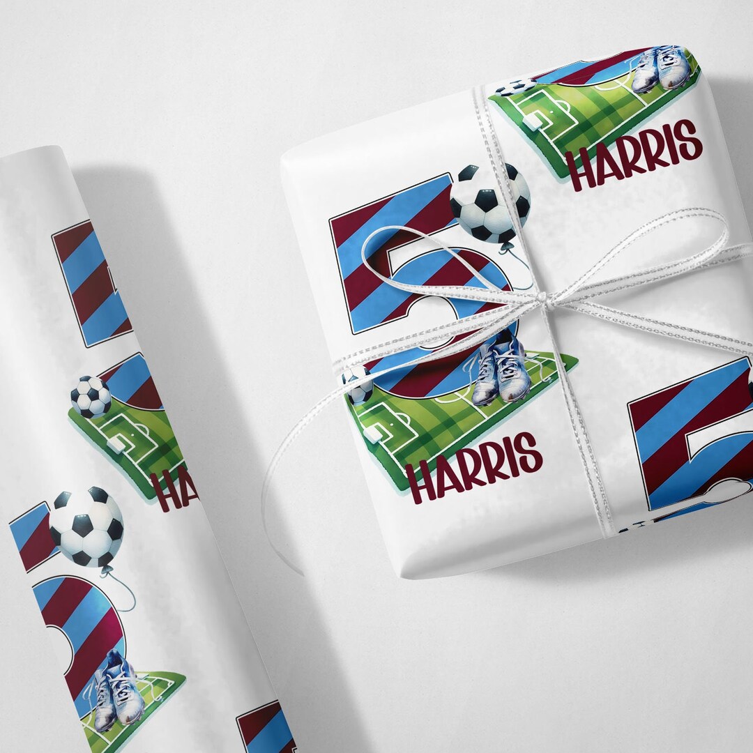 Personalised Choose Football Team Colours Luxury Wrapping Paper Gift ...