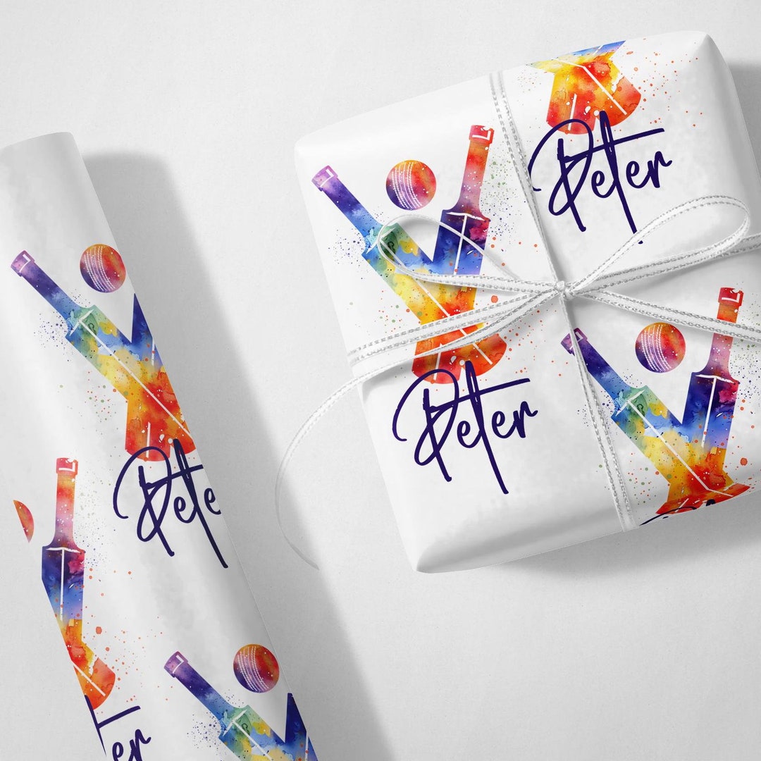 Personalised Bright Cricket Luxury Wrapping Paper Gift Wrap - Etsy