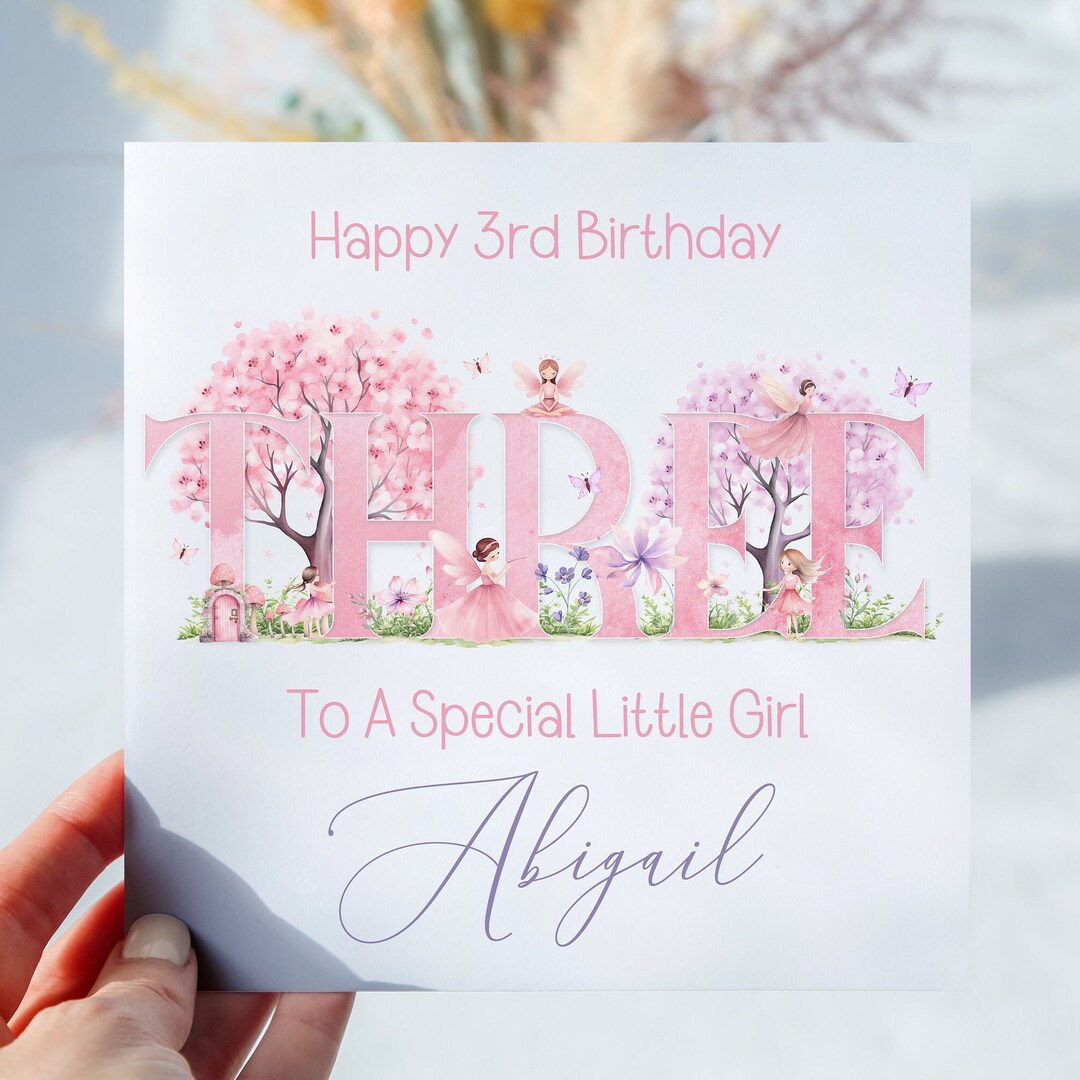 Personalised Pink Fairy Birthday Card One Two Three - Etsy