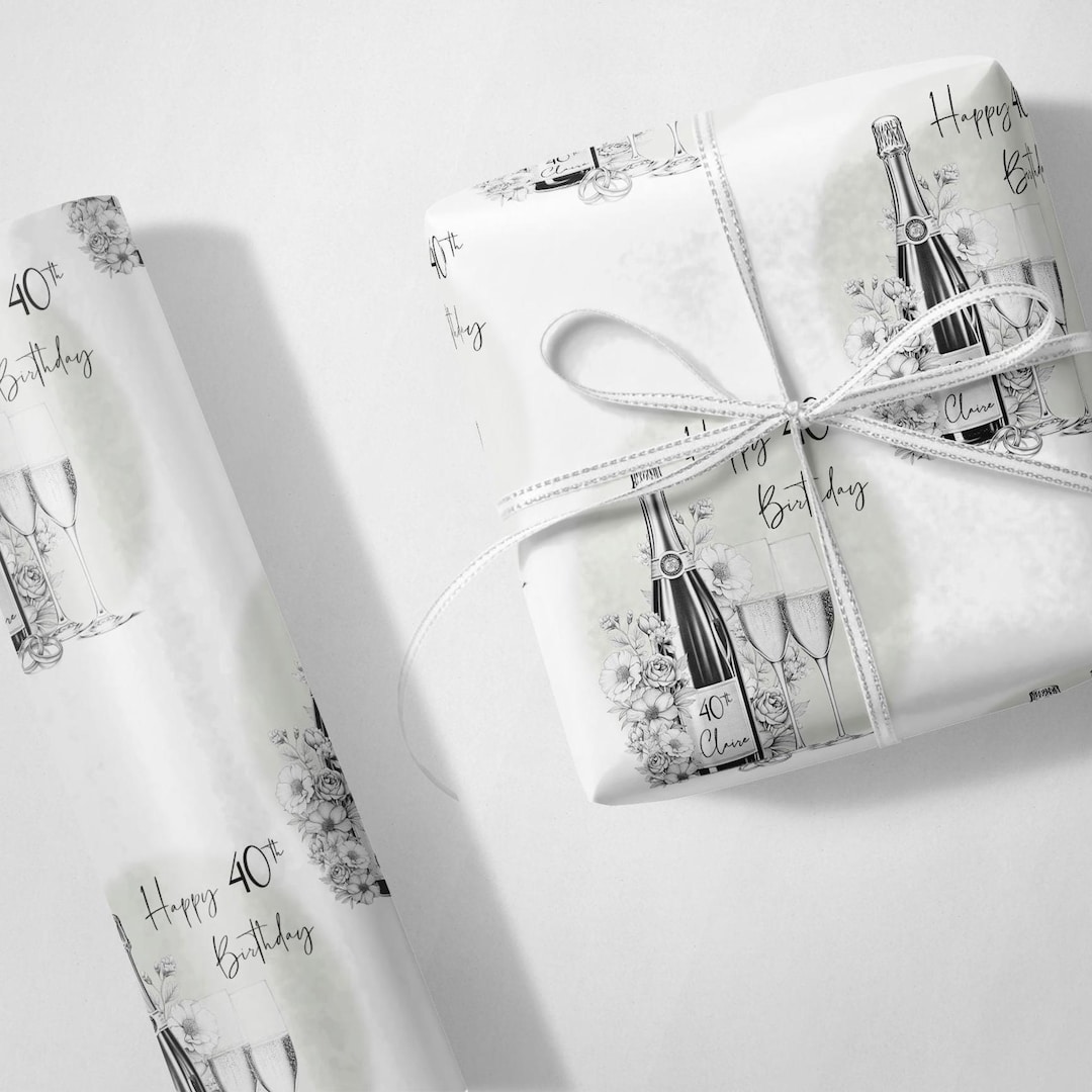 Personalized Milestone Birthday Wrapping Paper: Champagne Design - Etsy