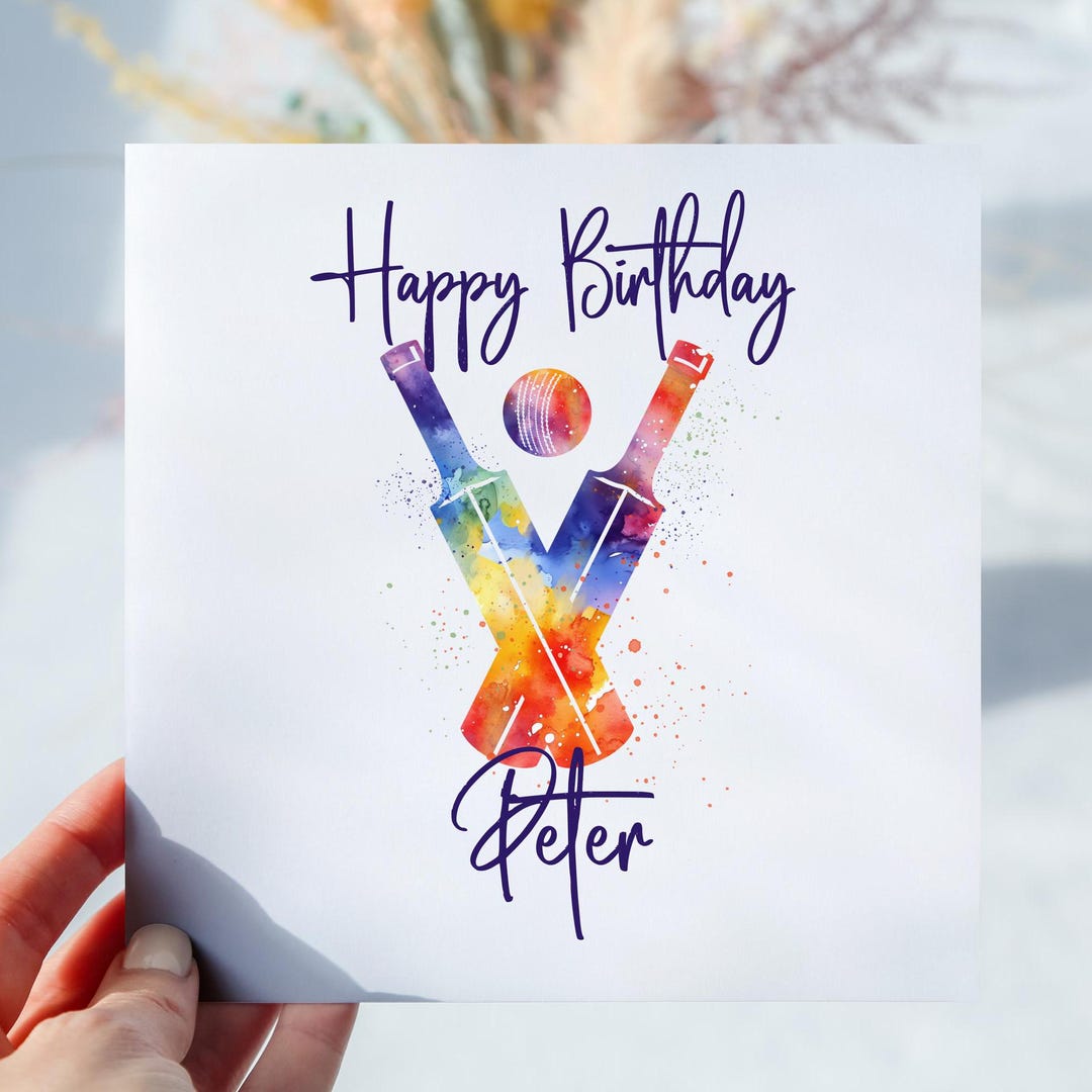 Personalised Bright Cricket Fan Birthday Greetings Card - Etsy