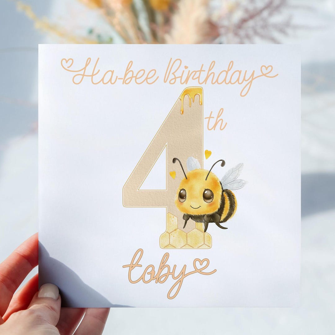 Personalised Bumble Bee Number Birthday Card - Etsy Australia