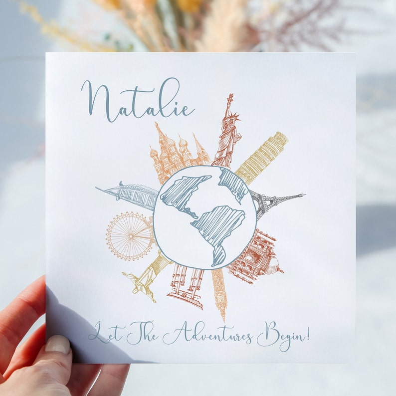Personalised Travel Landmarks Bon Voyage Card - Etsy