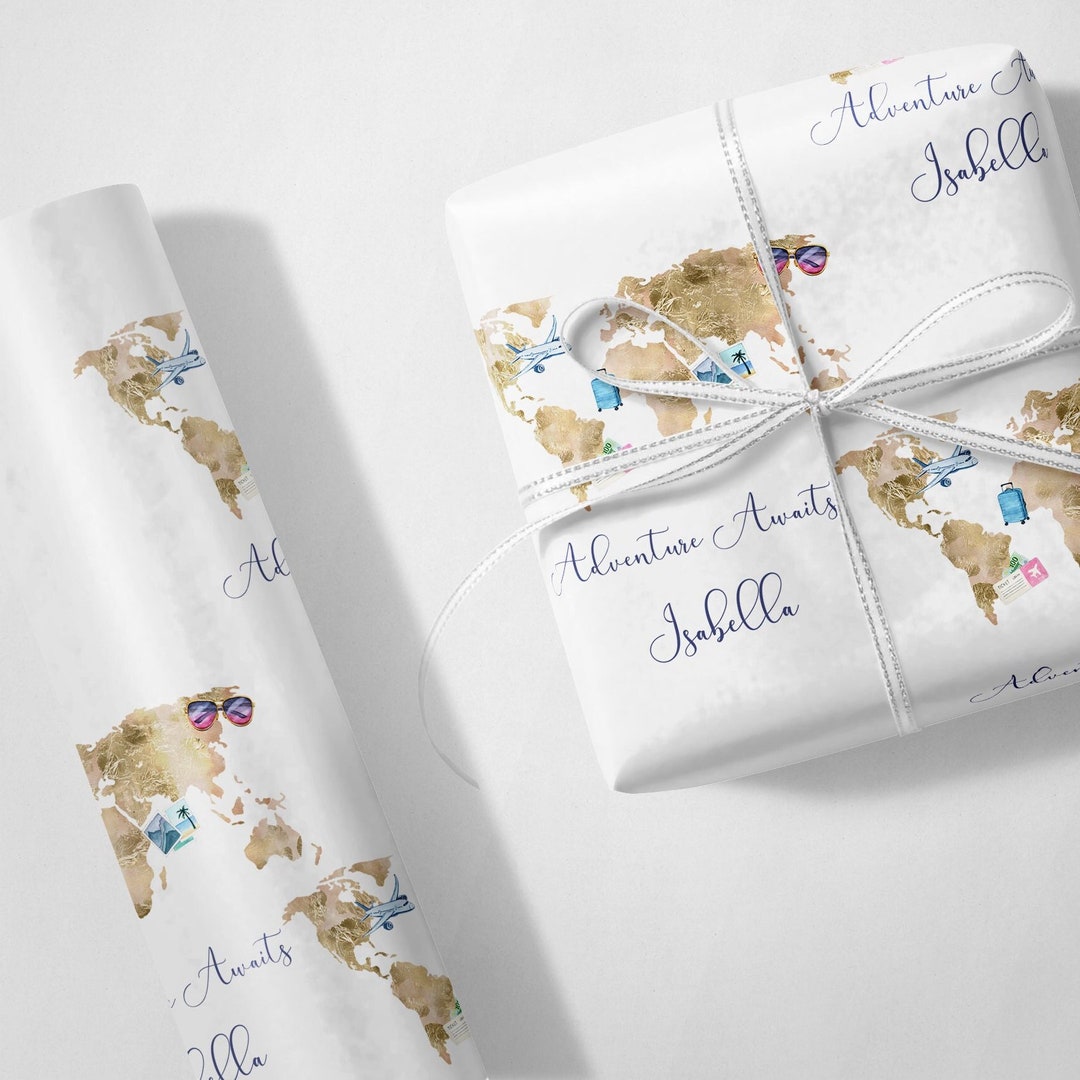 Personalised Travel Map Birthday Good Luck Wrapping Paper - Etsy