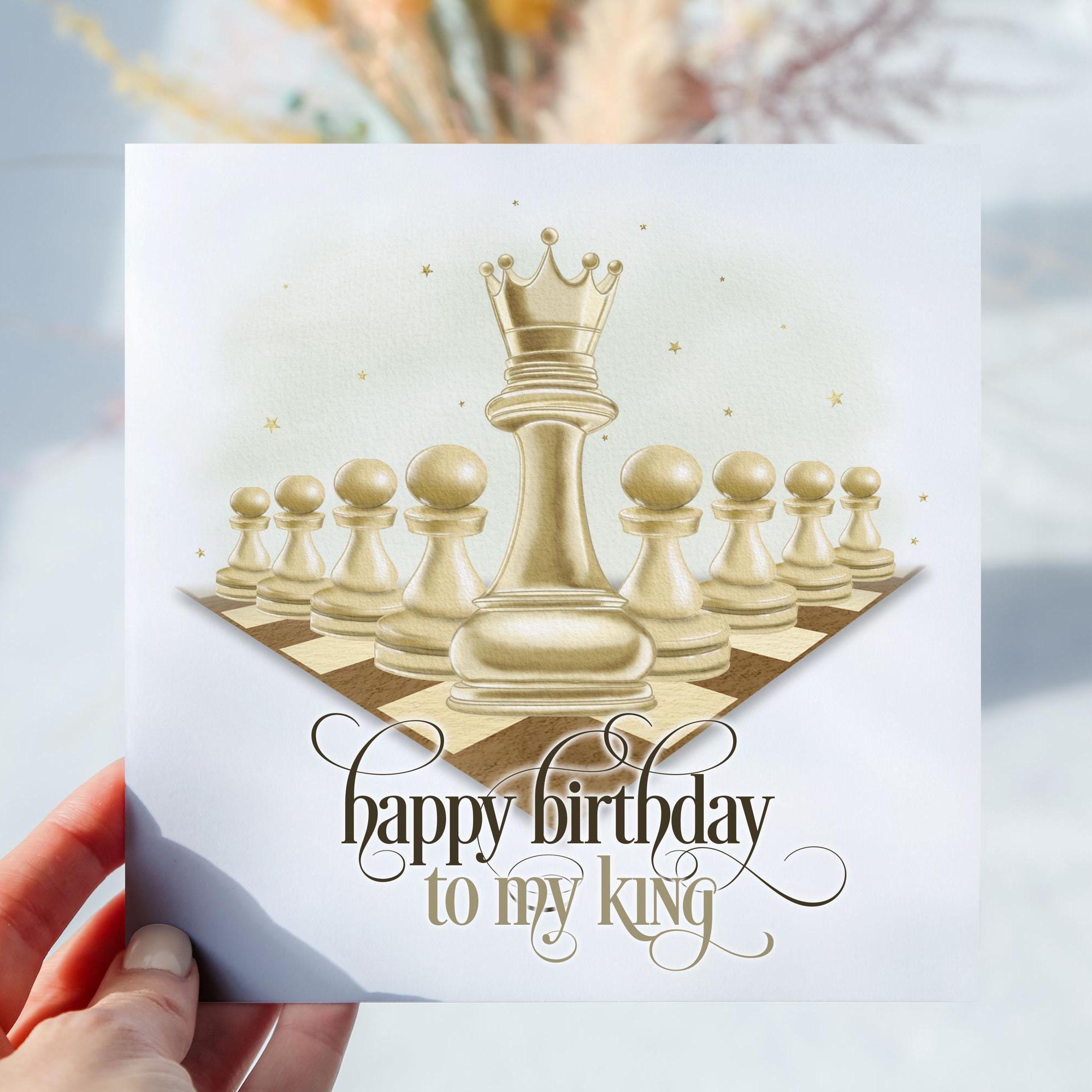 Personalised Chess King Queen Birthday Greetings Card - Etsy