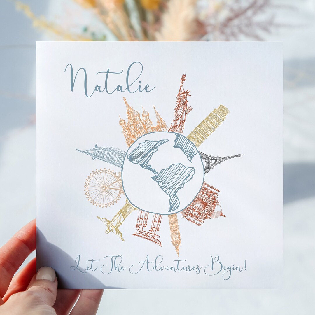 Personalised Travel Landmarks Bon Voyage Card - Etsy