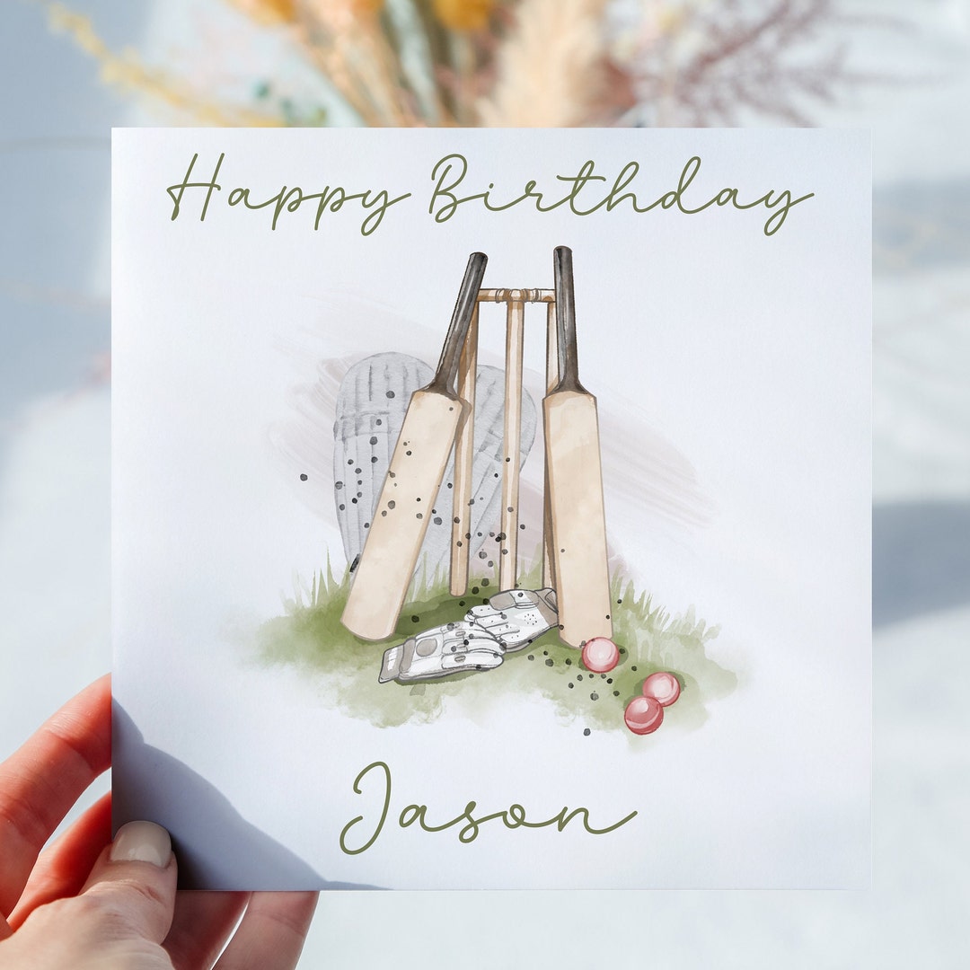 Personalised Cricket Fan Birthday Greetings Card - Etsy
