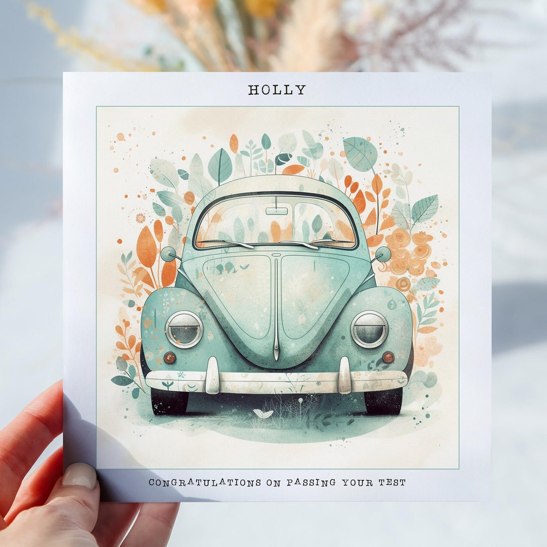Personalised Congratulations Driving Test Bug Car Card - Etsy