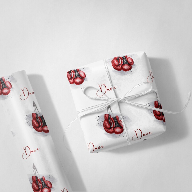 Personalised Red Boxing Gloves Wrapping Paper - Etsy