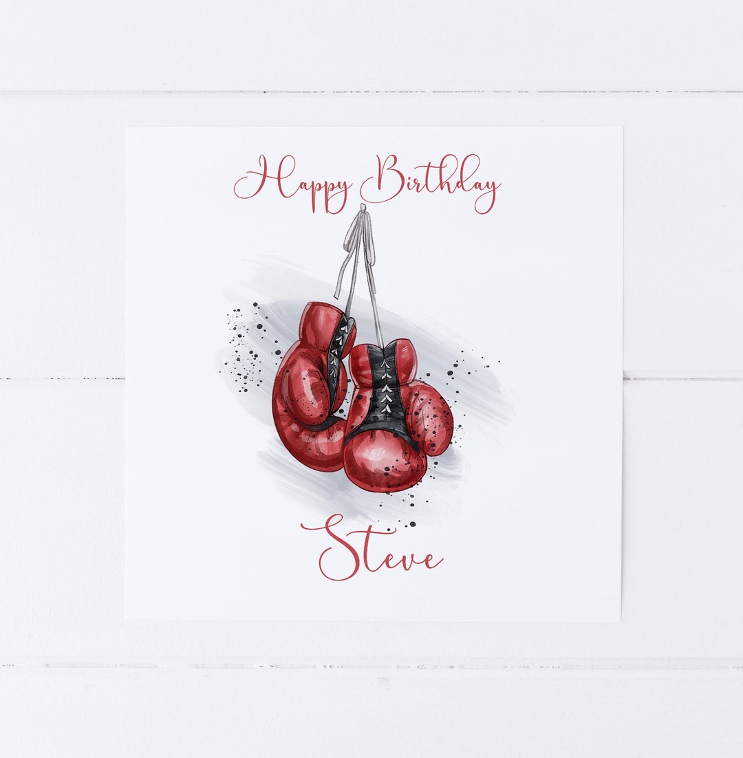 Personalised Red Boxing Gloves Greetings Card - Etsy