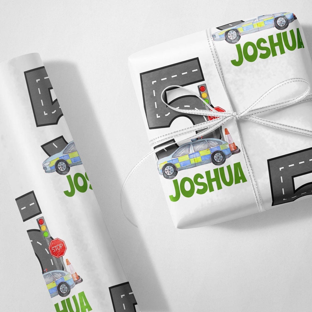 Personalised Police Car Number Birthday Luxury Wrapping Paper - Etsy