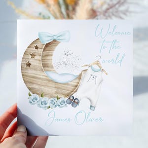 Personalised Welcome Baby Boy Card - Etsy