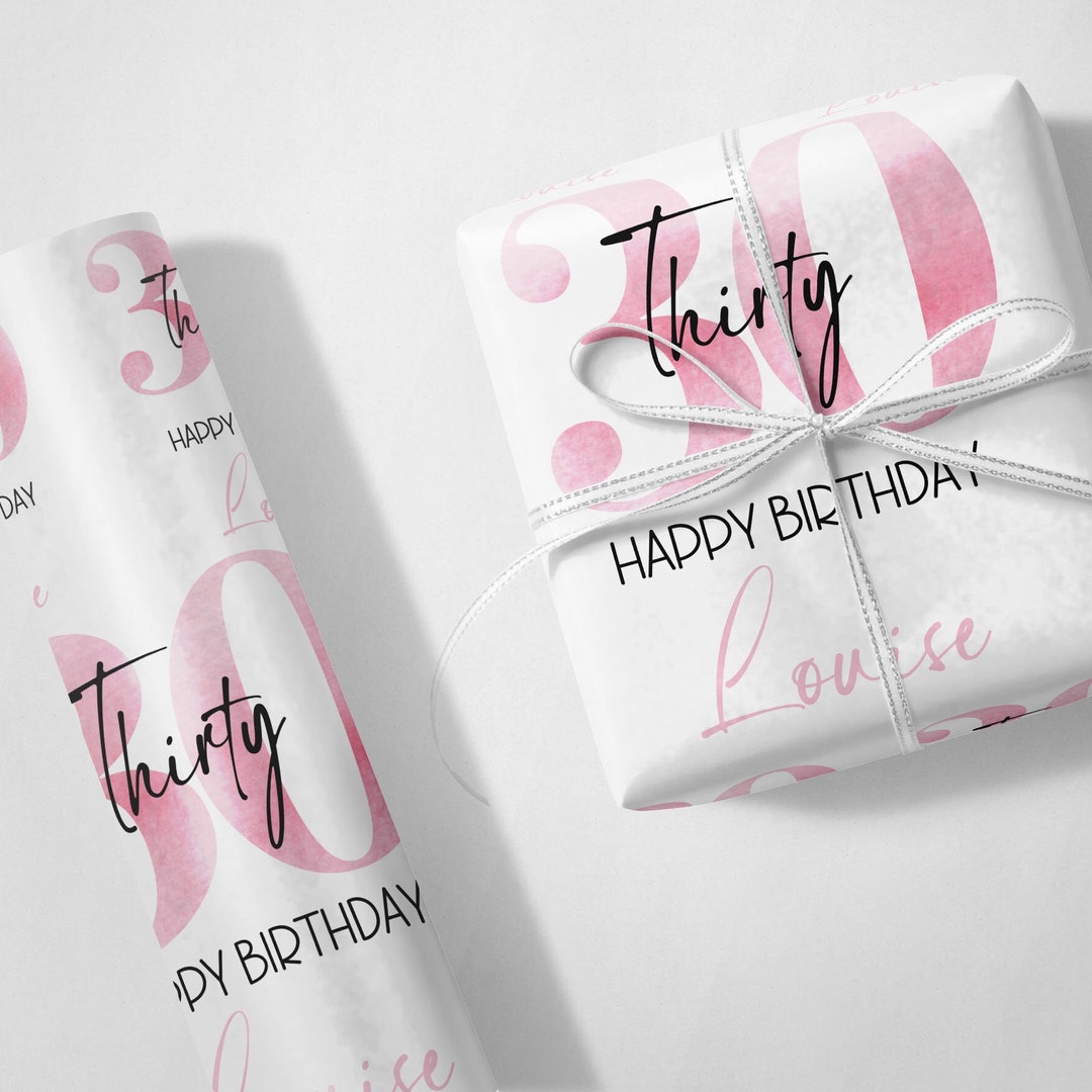 Personalised 30th Luxury Wrapping Paper Gift Wrap for Sister Friend ...